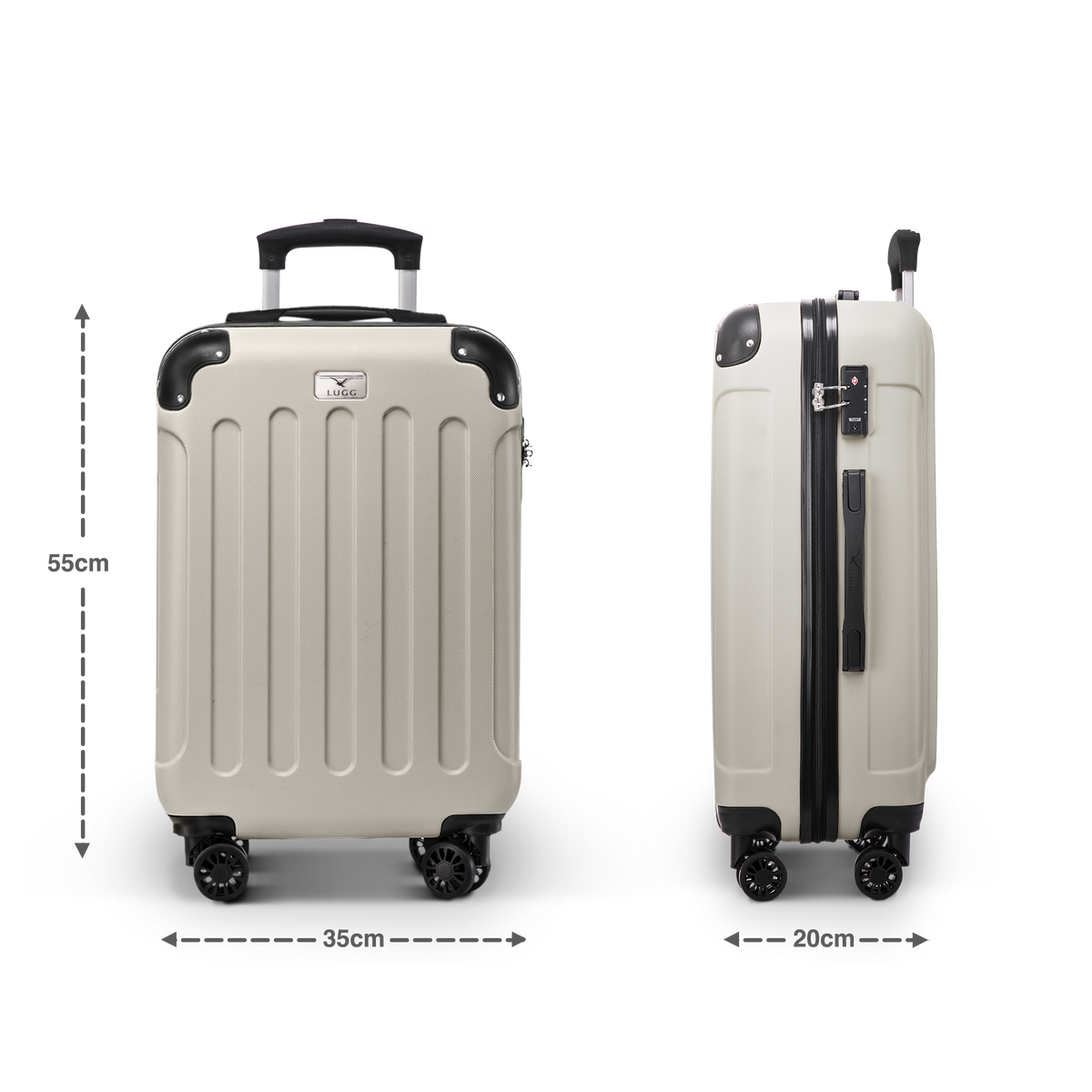 Travel Like Royalty with Premium 20-inch Cabin Suitcase in Beige - UK